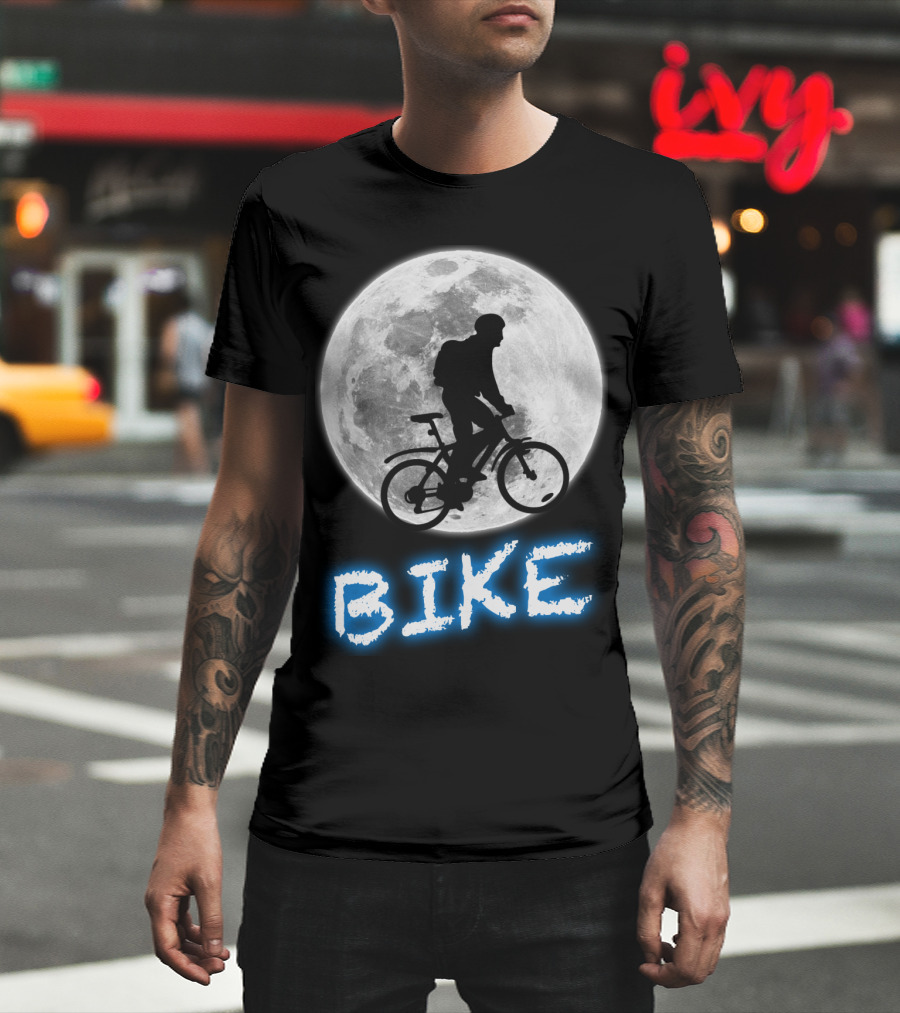 BIKE Silhouette Blue Moon Cycling Adventure T-Shirt