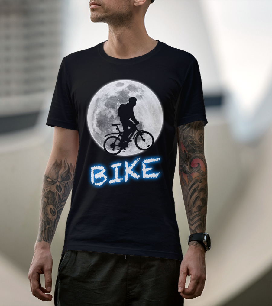 BIKE Silhouette Blue Moon Cycling Adventure T-Shirt