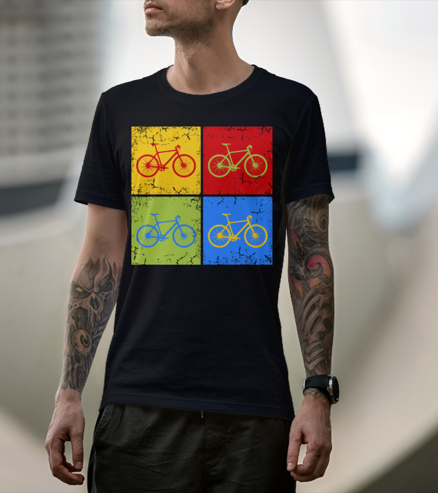Bike Pop Art Colorful Bicycle Squares T-Shirt