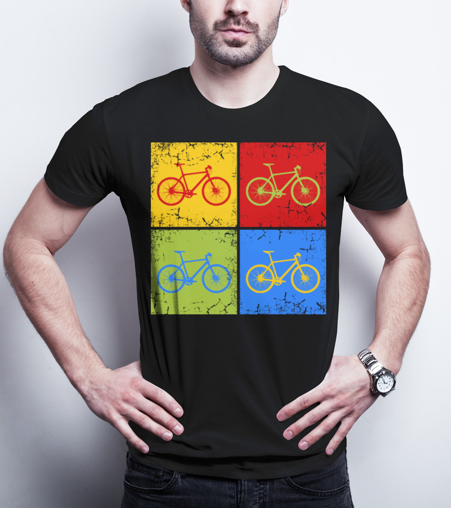 Bike Pop Art Colorful Bicycle Squares T-Shirt