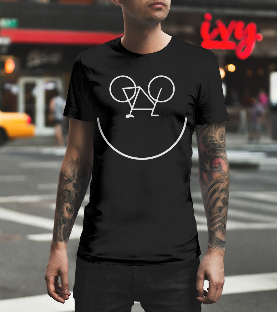 Bike Smiley Face Outline T-Shirt