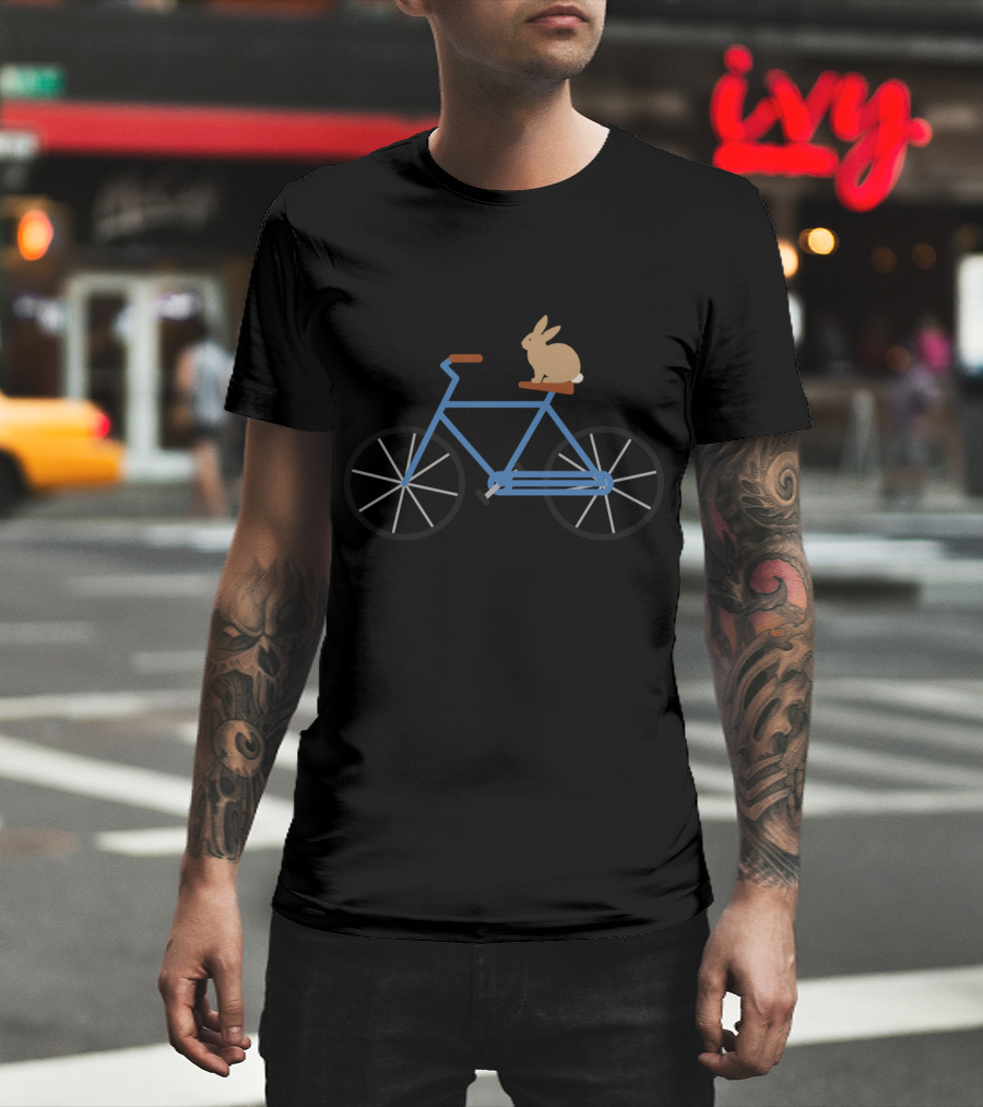 Bunny On Blue Bicycle T-Shirt