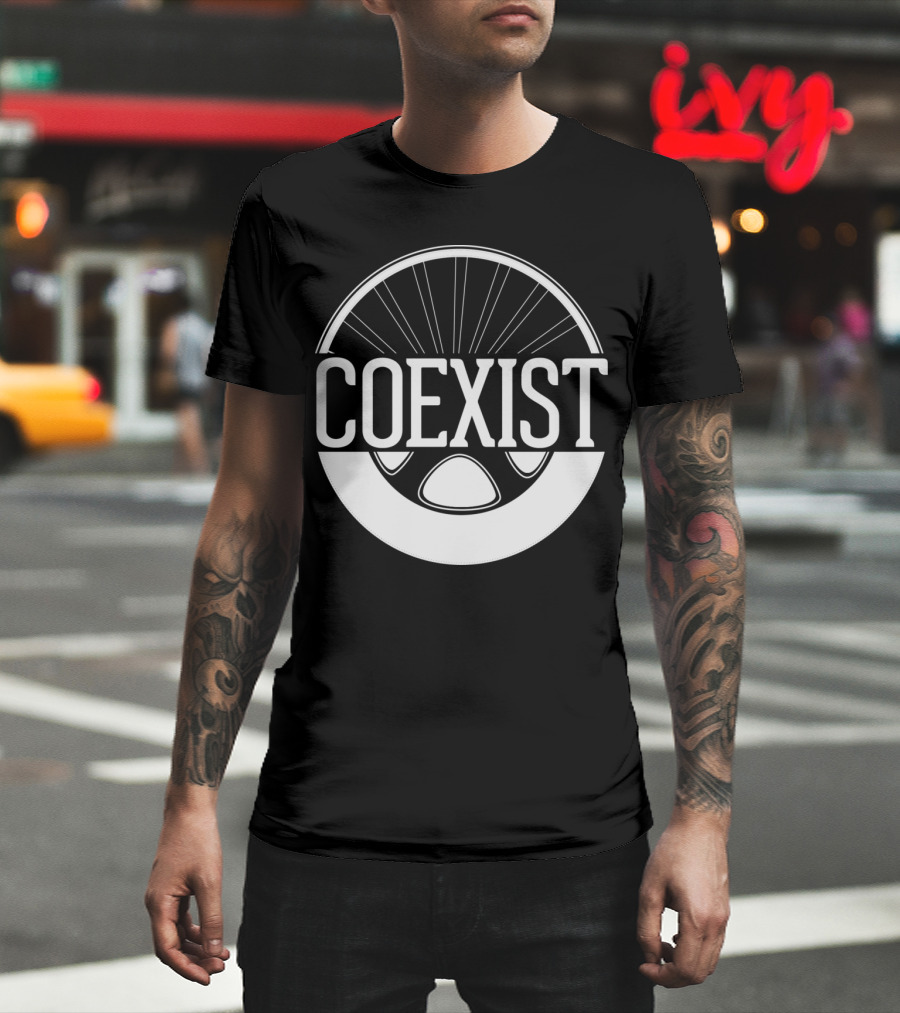 Coexist Bicycle Wheel Emblem T-Shirt