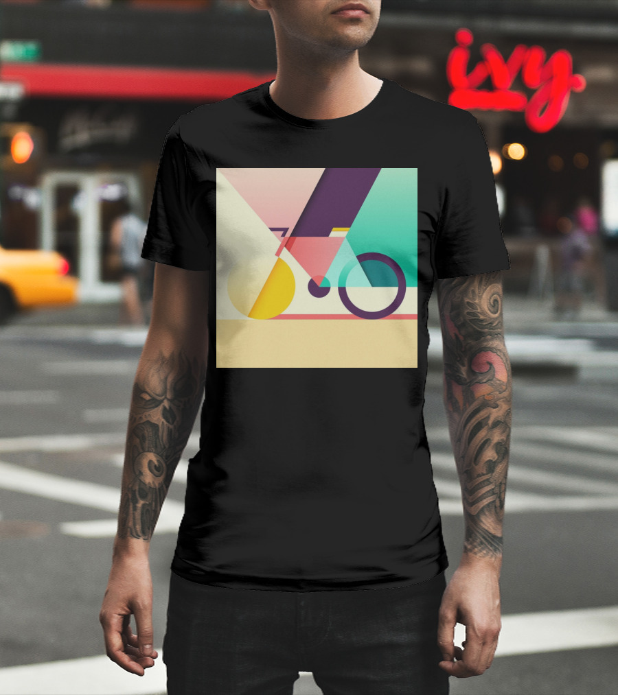 Colourful Geometric Bicycle Abstraction T-Shirt