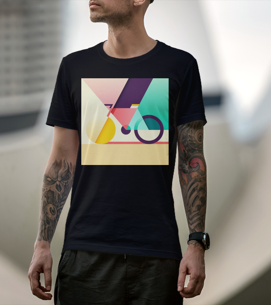 Colourful Geometric Bicycle Abstraction T-Shirt
