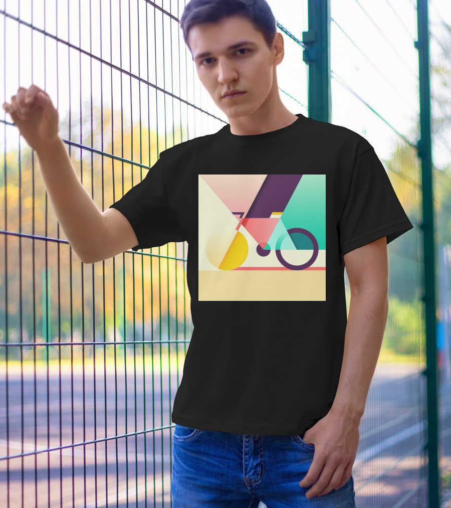 Colourful Geometric Bicycle Abstraction T-Shirt