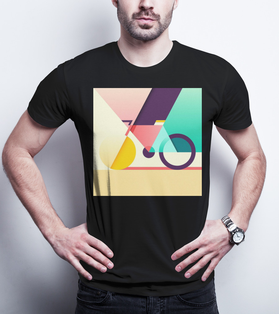 Colourful Geometric Bicycle Abstraction T-Shirt