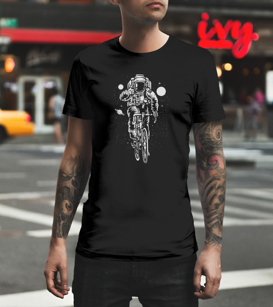 Astronaut Biking Through Space Planets 404 Error T-Shirt