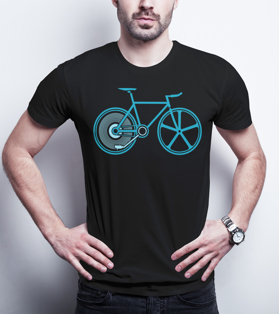 Fixed Beats Bicycle Blueprint Audio Wheel T-Shirt