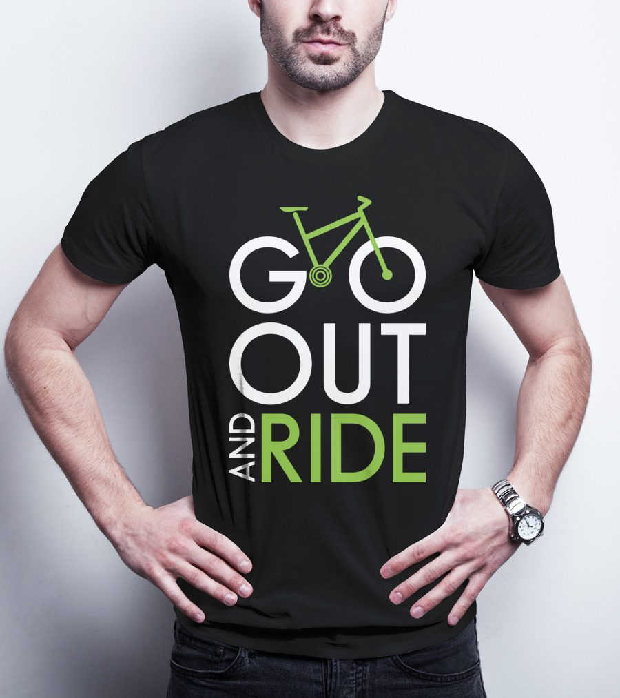 GO OUT AND RIDE Bicycle Adventure Text T-Shirt
