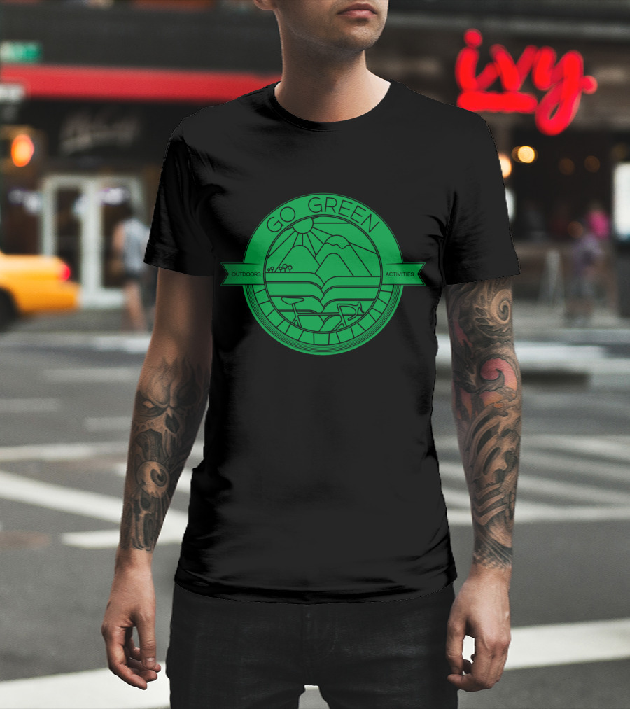 Go Green Outdoors Activities Mountain Cycling Scenery T-Shirt