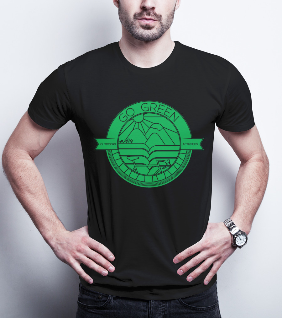 Go Green Outdoors Activities Mountain Cycling Scenery T-Shirt
