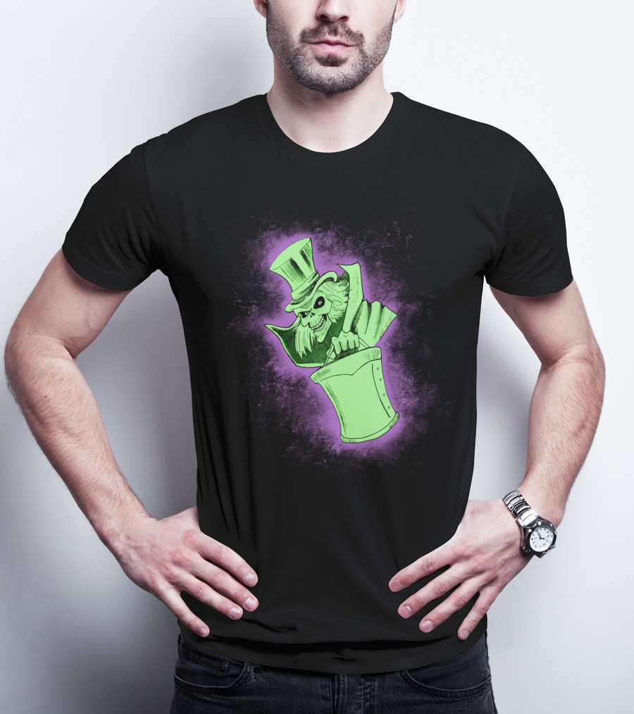 Hatbox Ghost Spooky Green Glow T-Shirt