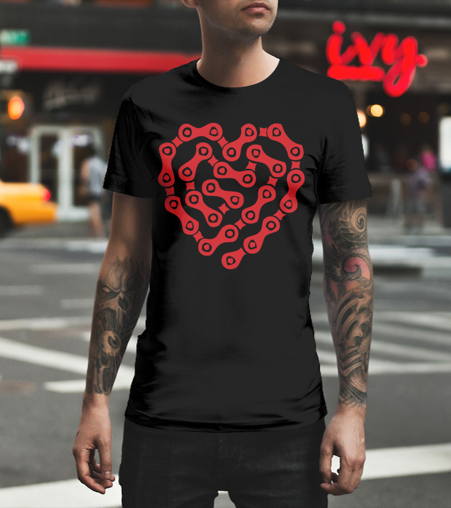 Hertzblut Heart-Shaped Red Bicycle Chain T-Shirt
