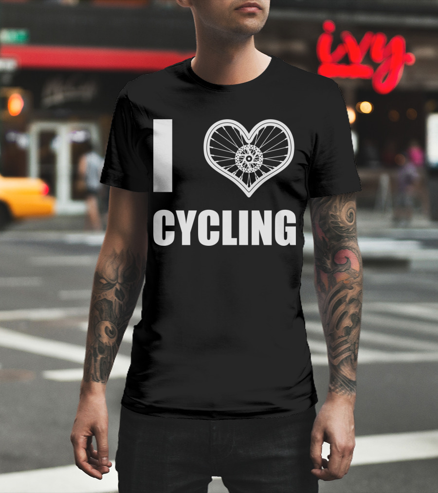 I Love Cycling Bicycle Wheel Heart T-Shirt