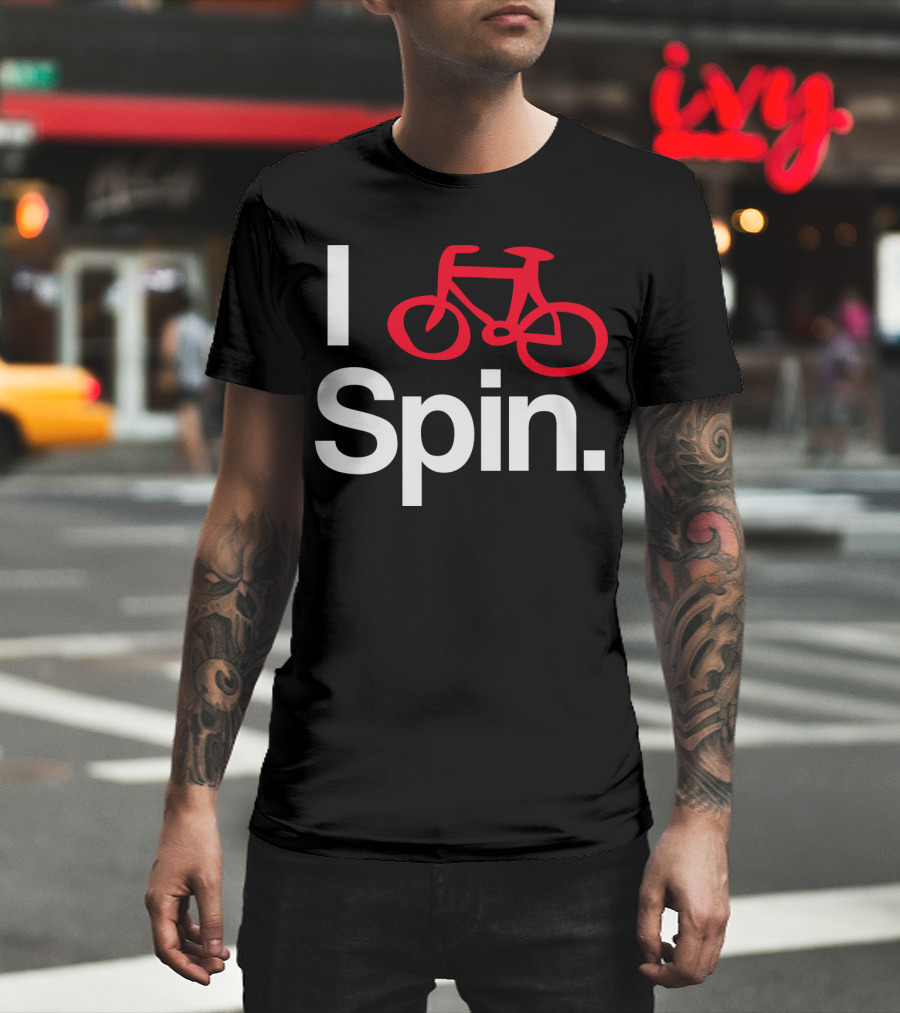 I Spin Bike Cycling Biking Workout With Red Bicycle T-Shirt