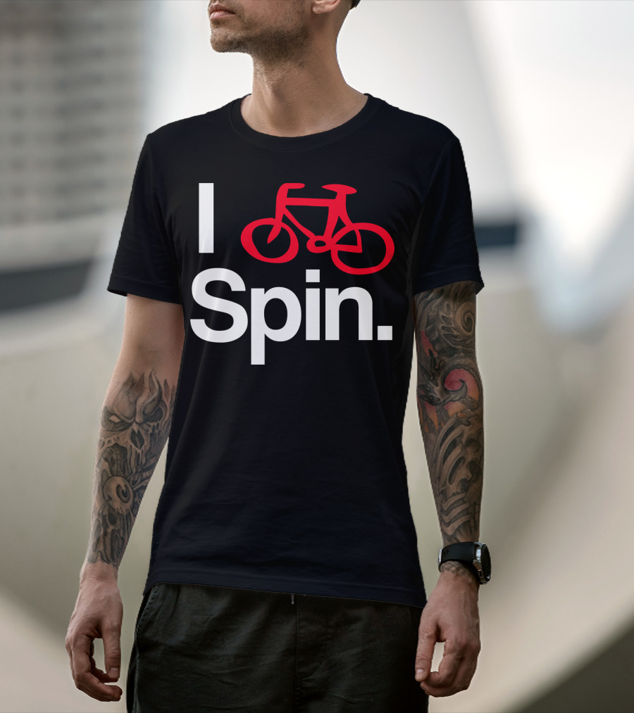 I Spin Bike Cycling Biking Workout With Red Bicycle T-Shirt