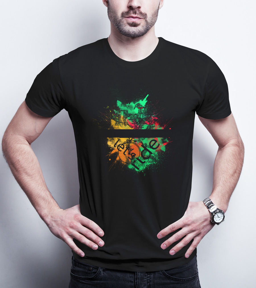 LetsRide Bicycle Paint Splatter Green Yellow Red T-Shirt