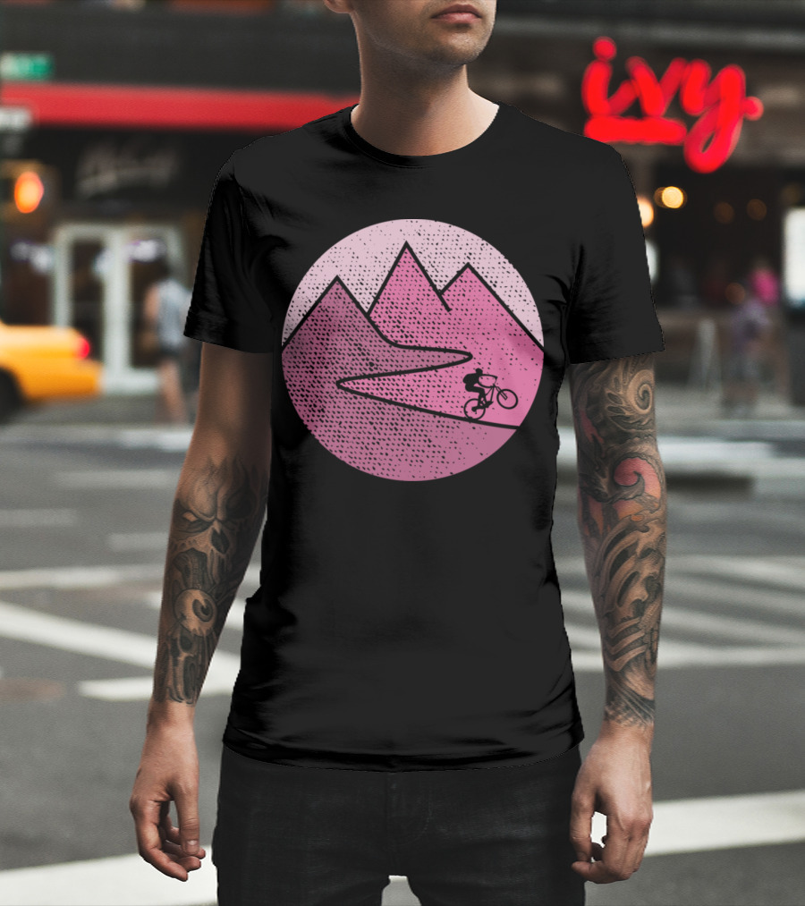 Mountain Bike Cycling Scenic Adventure In Pink Mountains T-Shirt