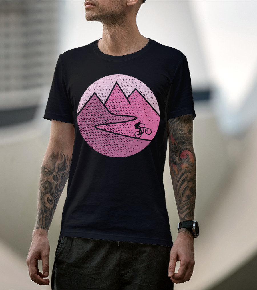 Mountain Bike Cycling Scenic Adventure In Pink Mountains T-Shirt