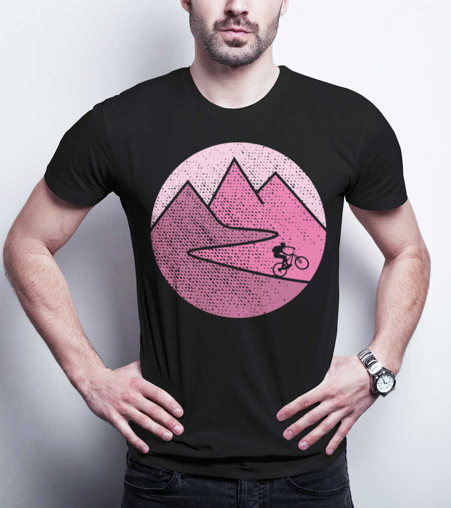 Mountain Bike Cycling Scenic Adventure In Pink Mountains T-Shirt