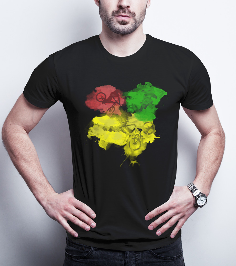 MTB Rasta Red Green Yellow Mountain Biking T-Shirt