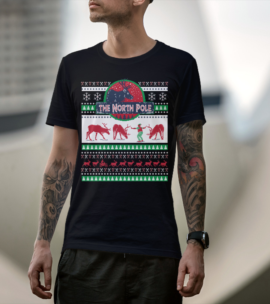 The North Pole Reindeer Ugly Christmas T-Shirt