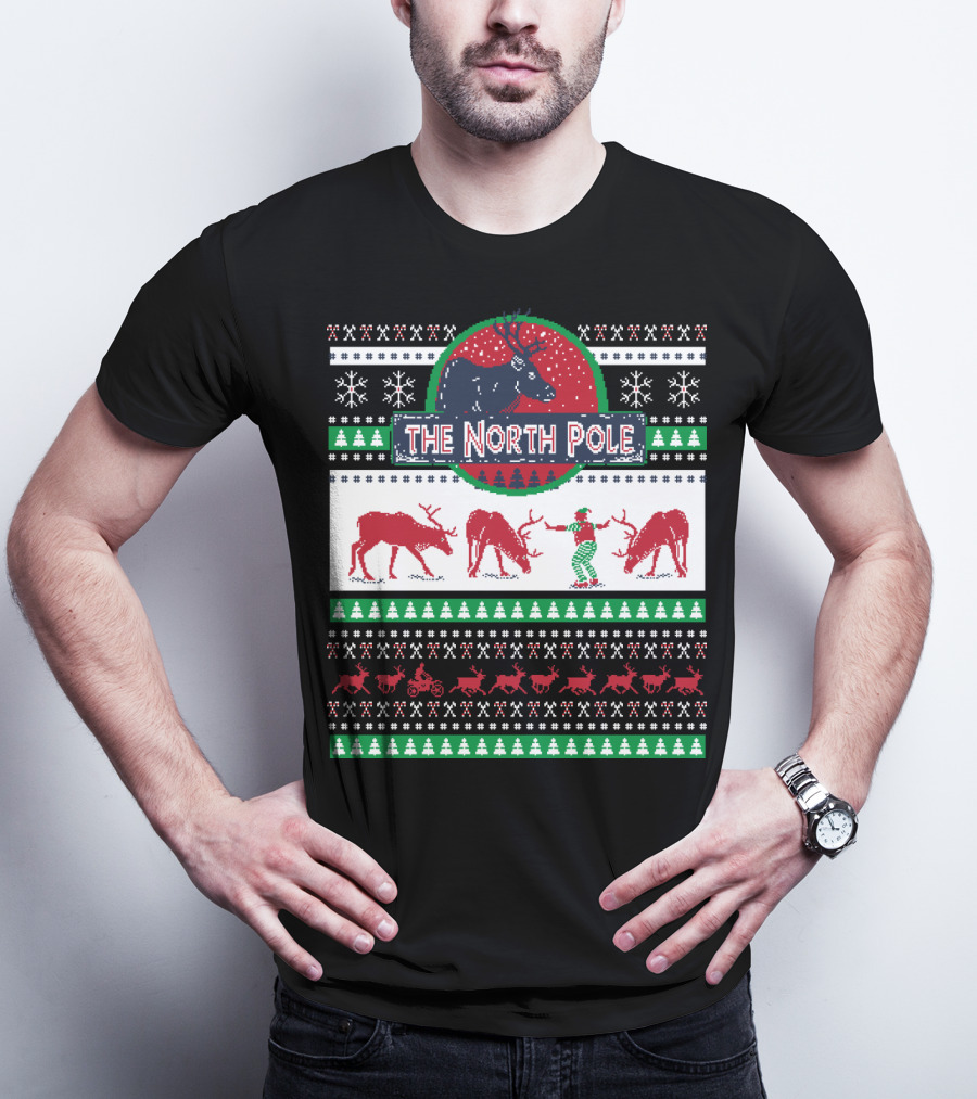 The North Pole Reindeer Ugly Christmas T-Shirt