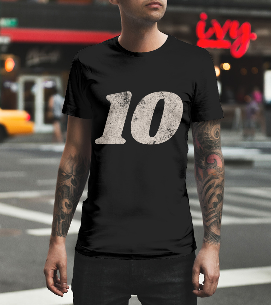 Number Ten 10 Distressed Vintage Sports T-Shirt