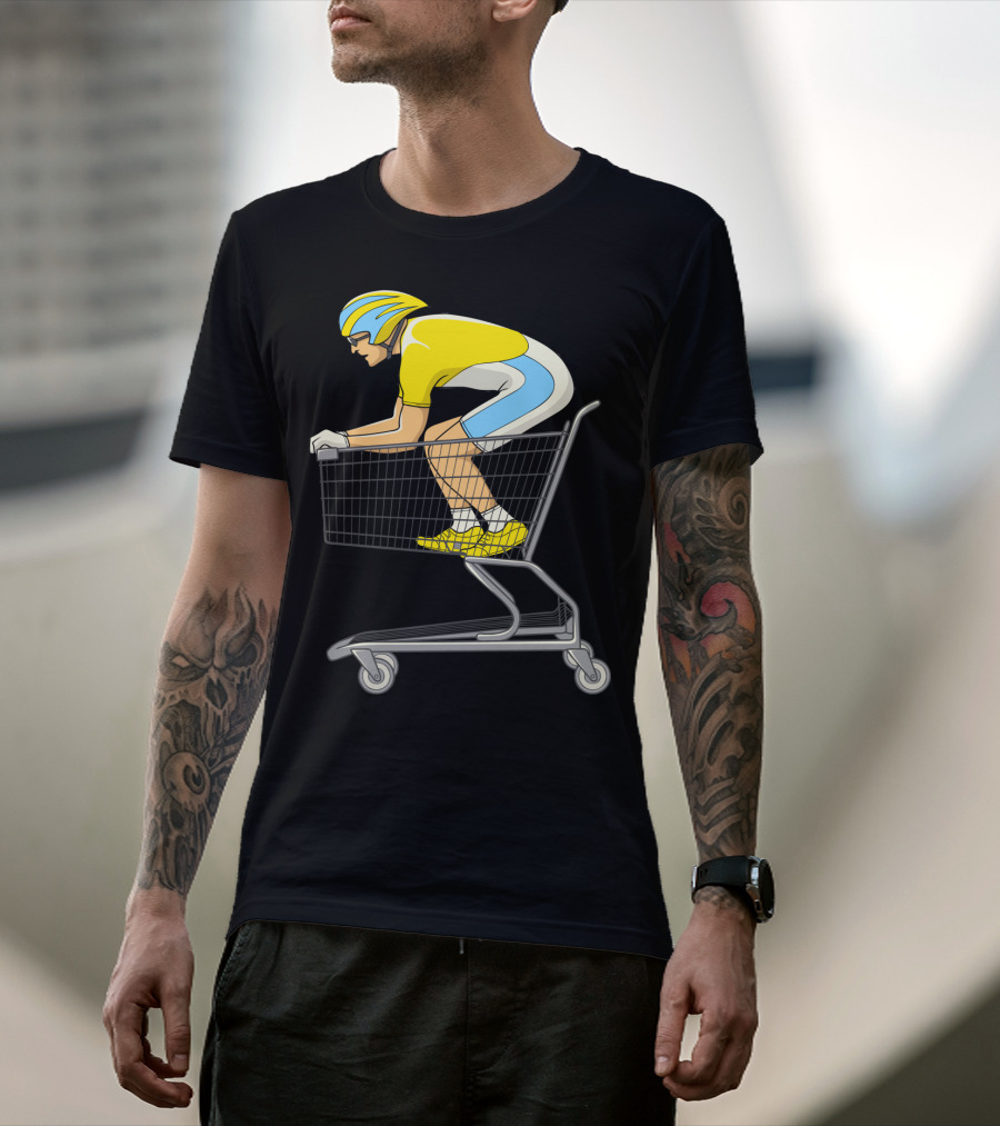 Retail Racer Cyclist In Shopping Cart T-Shirt