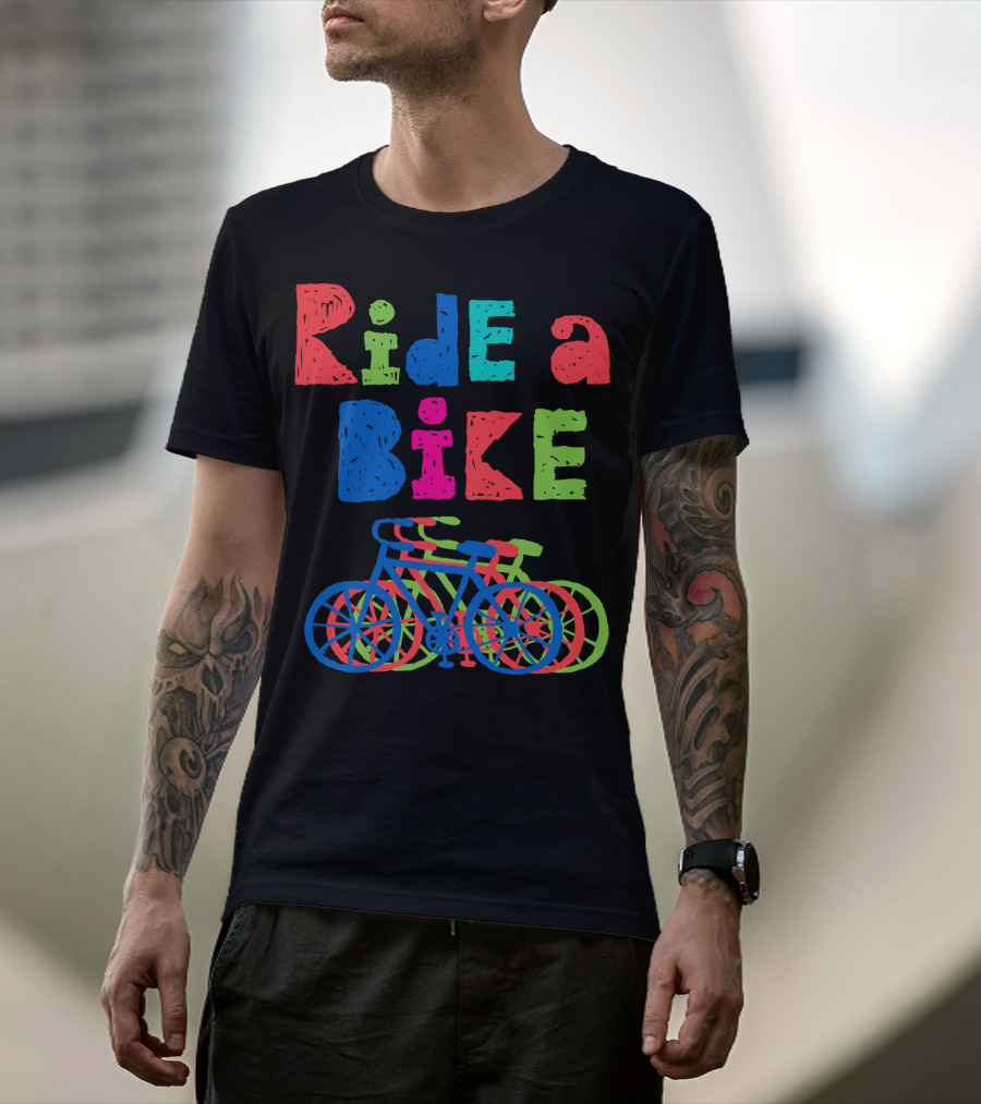 Ride A Bike Sketchy Colorful Layered Bicycles T-Shirt