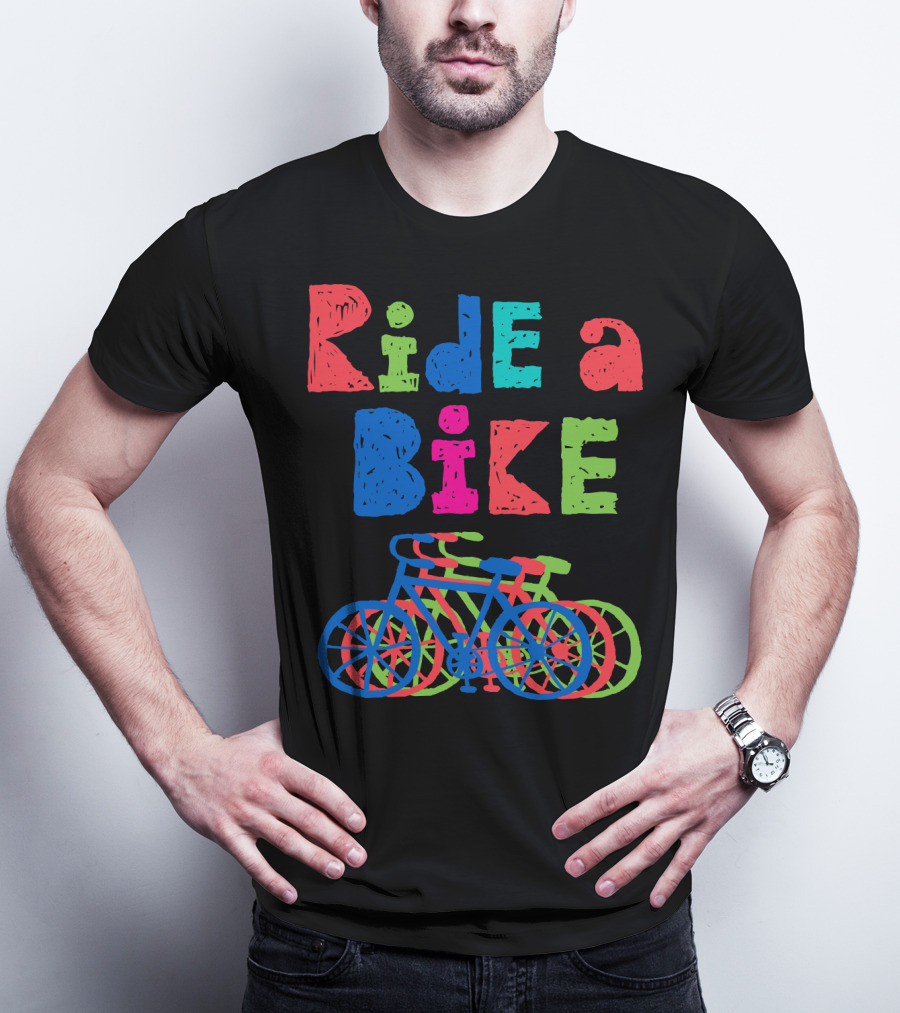 Ride A Bike Sketchy Colorful Layered Bicycles T-Shirt
