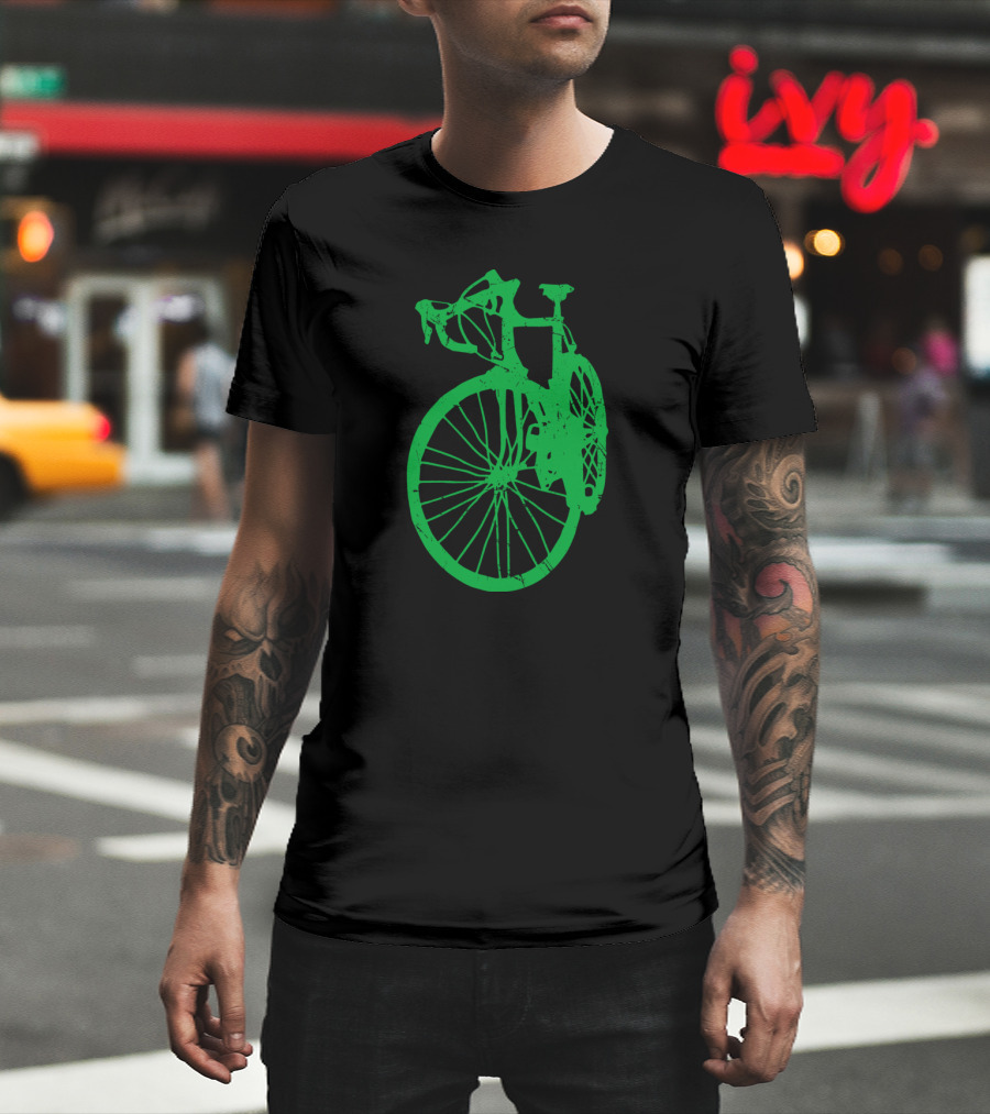 Vintage Rustic Racing Bike In Green T-Shirt
