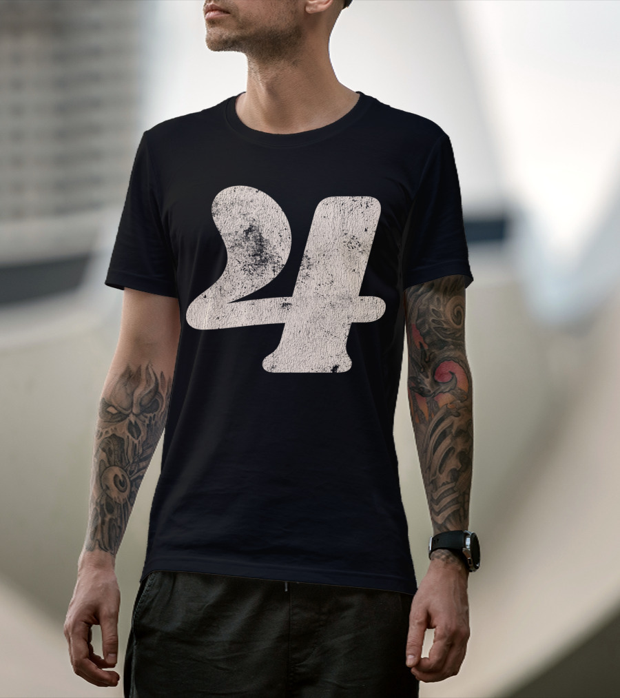 Vintagestyle Textured 24 Number Four T-Shirt