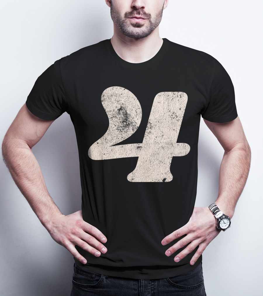 Vintagestyle Textured 24 Number Four T-Shirt