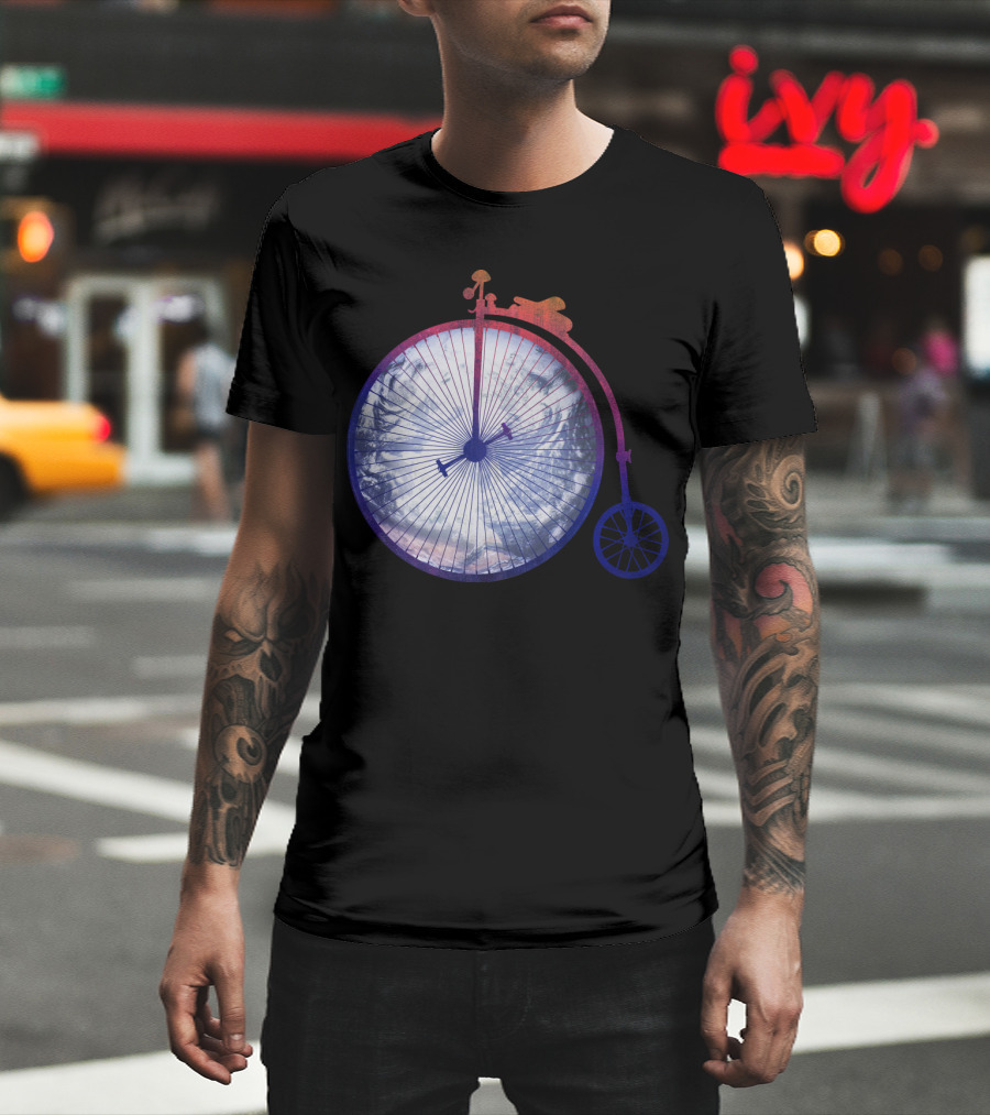 Vintage World Bicycle Traveler Earth Penny-Farthing T-Shirt