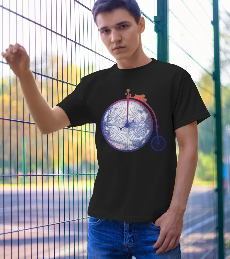 Vintage World Bicycle Traveler Earth Penny-Farthing T-Shirt