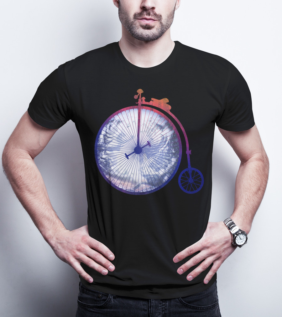 Vintage World Bicycle Traveler Earth Penny-Farthing T-Shirt