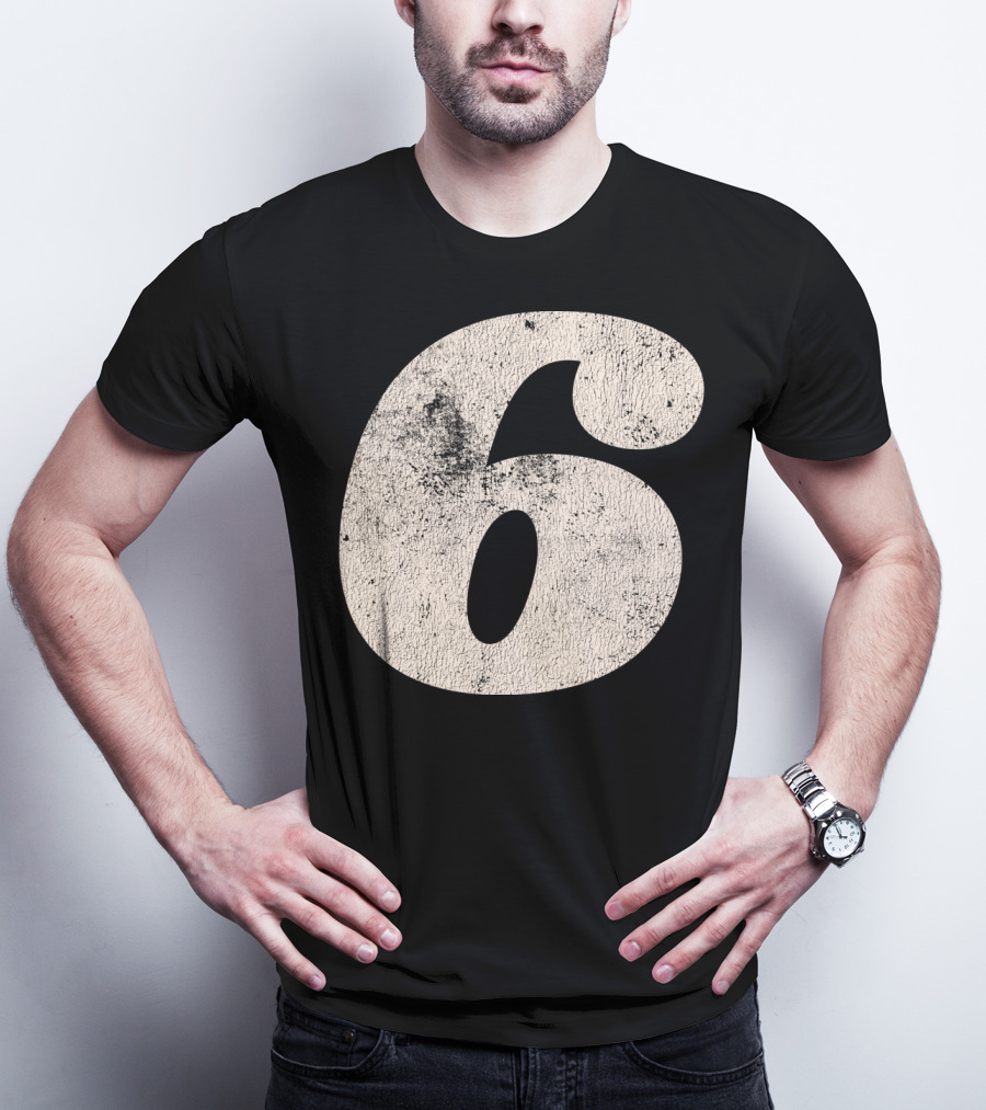 Vintagestyle Number 6 Distressed Retro Look T-Shirt