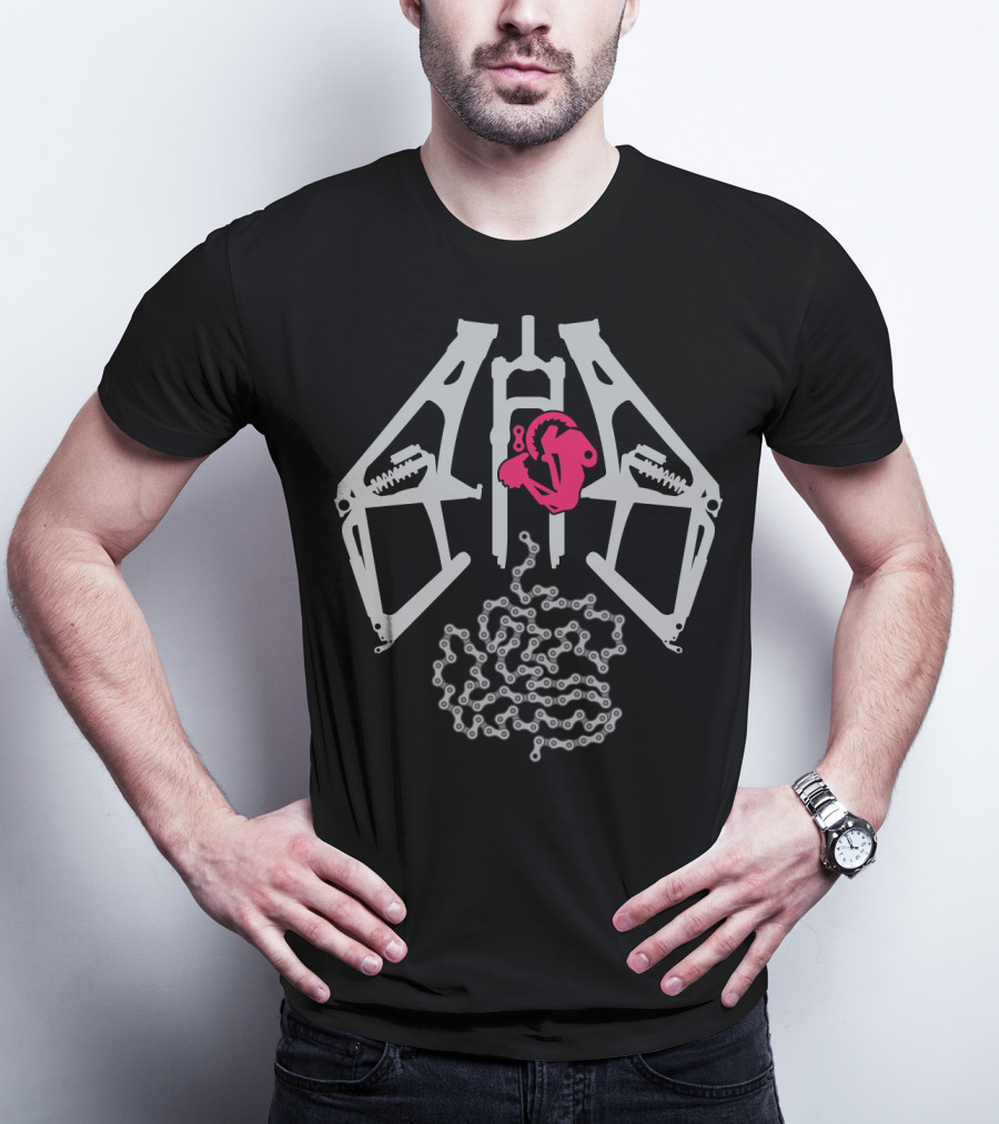 XRay MTB Suspension Anatomy With Cyclist And Bike Chain T-Shirt