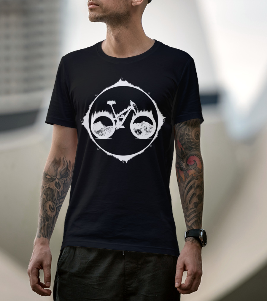 Yety Enduro Mountain Bike Compass And Mountains T-Shirt