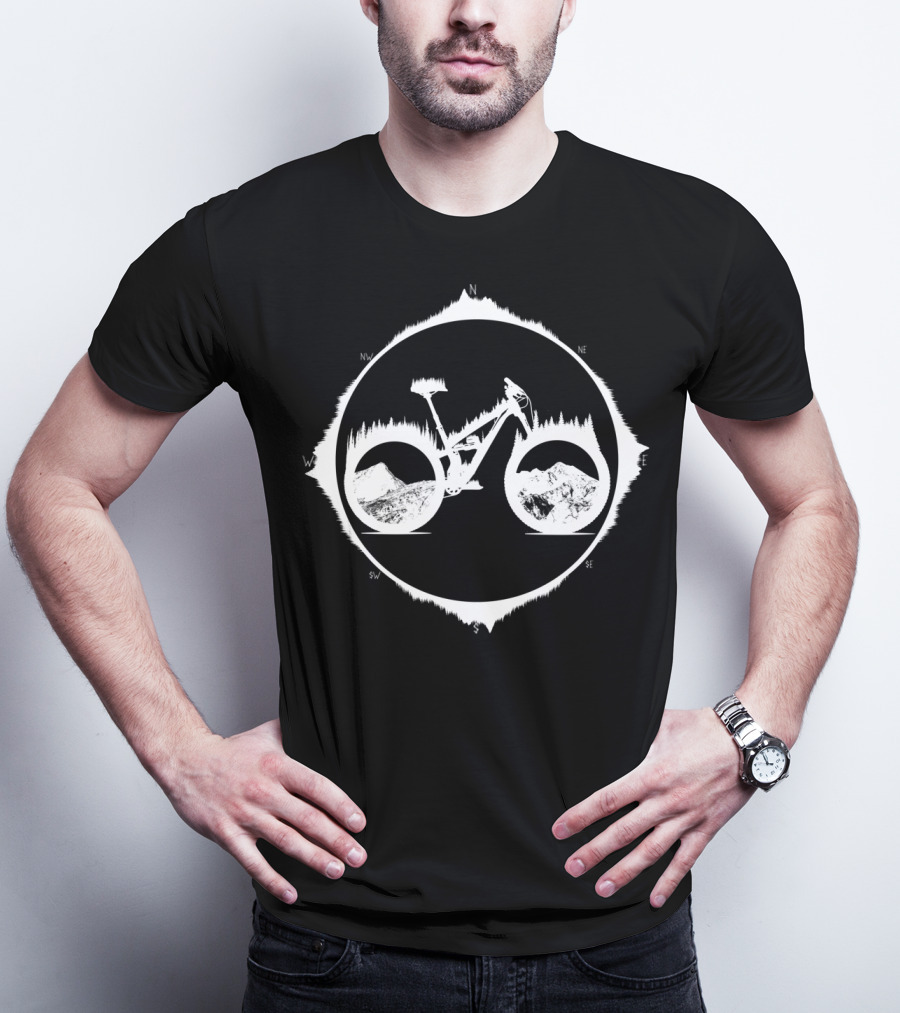 Yety Enduro Mountain Bike Compass And Mountains T-Shirt