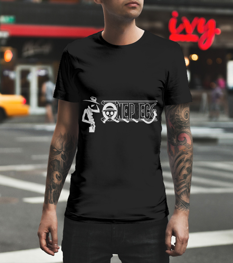 One Piece Luffy Straw Hat Pirate Monochrome T-Shirt