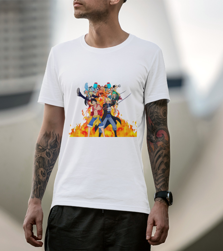 One Piece Pirate Crew In Flames T-Shirt
