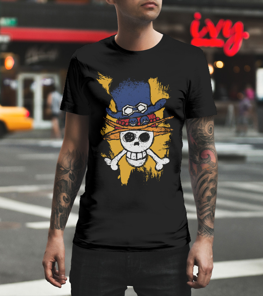 One Piece ASL Ace Sabo Luffy Skull And Pirate Hat T-Shirt