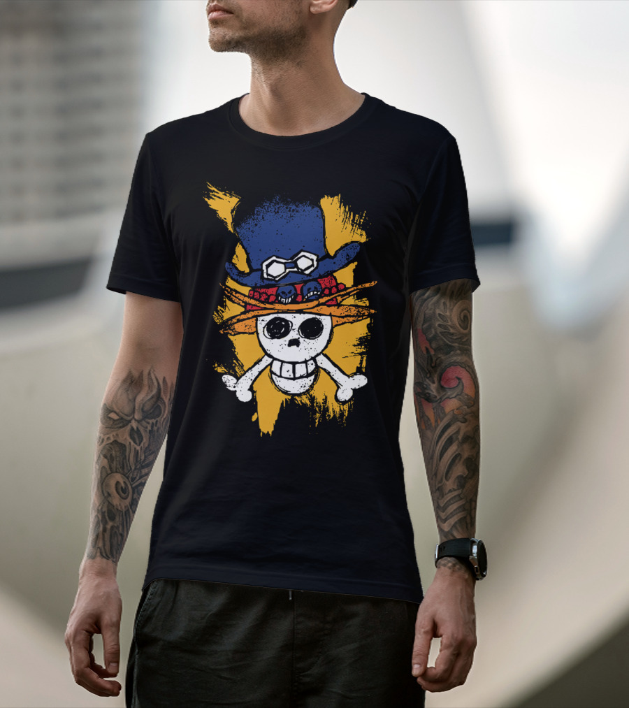 One Piece ASL Ace Sabo Luffy Skull And Pirate Hat T-Shirt