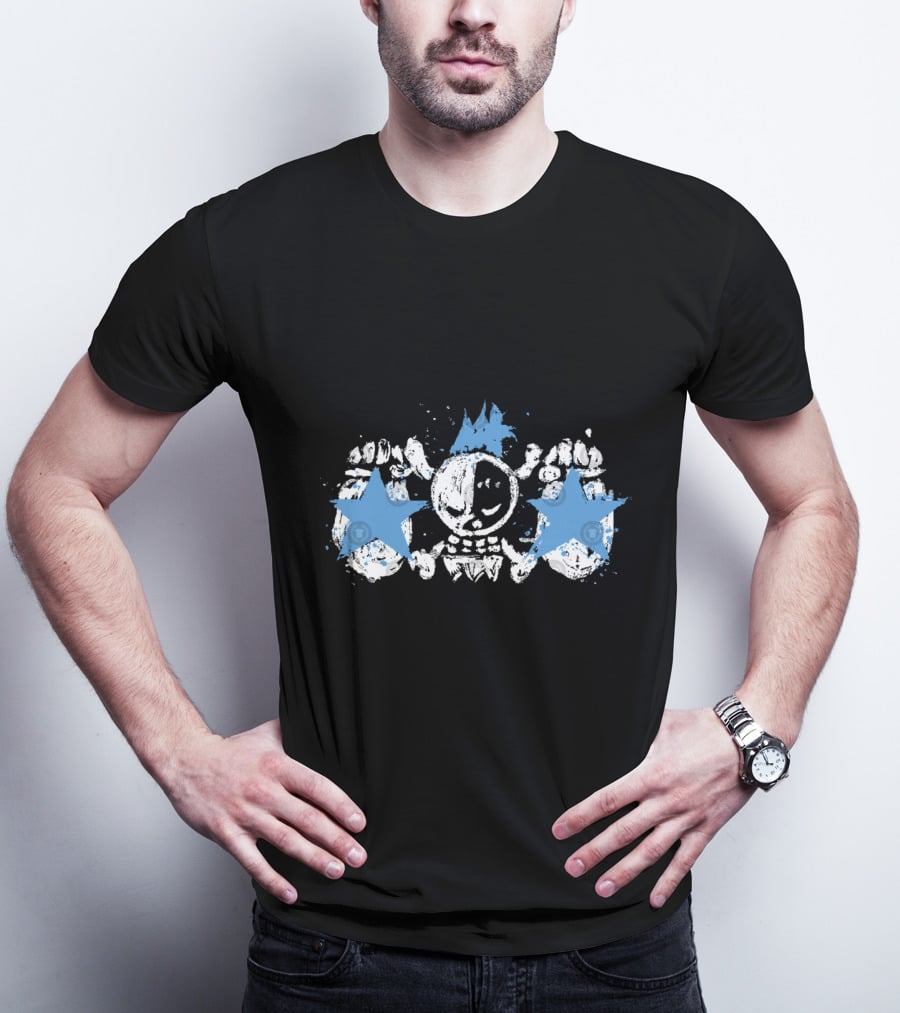 Franky Jolly Roger Skull With Blue Stars And Crown T-Shirt