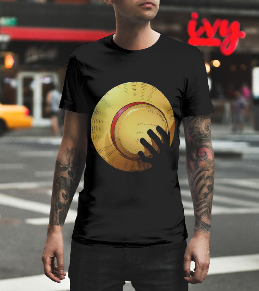 KEEP THE HAT Straw Hat Hand T-Shirt