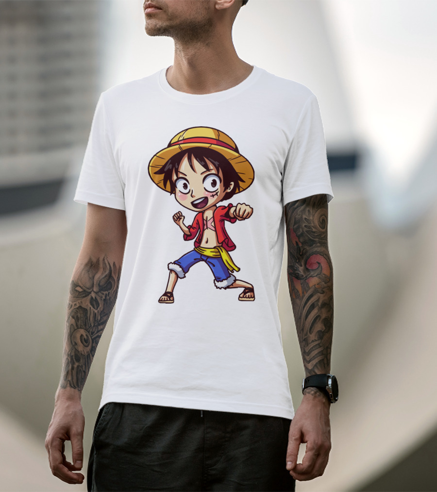 Luffy Chibi One Piece Straw Hat Pirate Anime Character T-Shirt