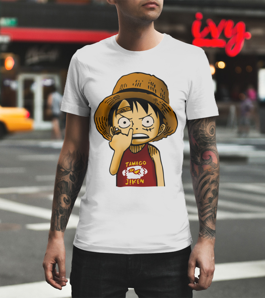 Luffy Childhood Tamago Jiken Iconic Straw Hat Young Luffy T-Shirt